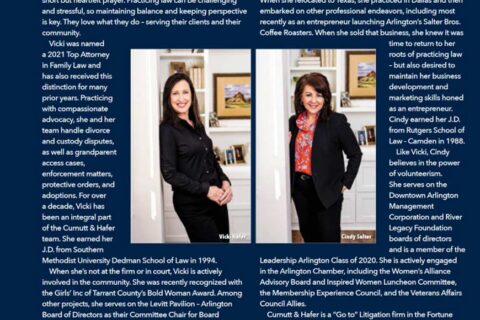 Vicki Hafer and Cindy Salter featured in “Women in Business” issue of Arlington Today | Curnutt ...